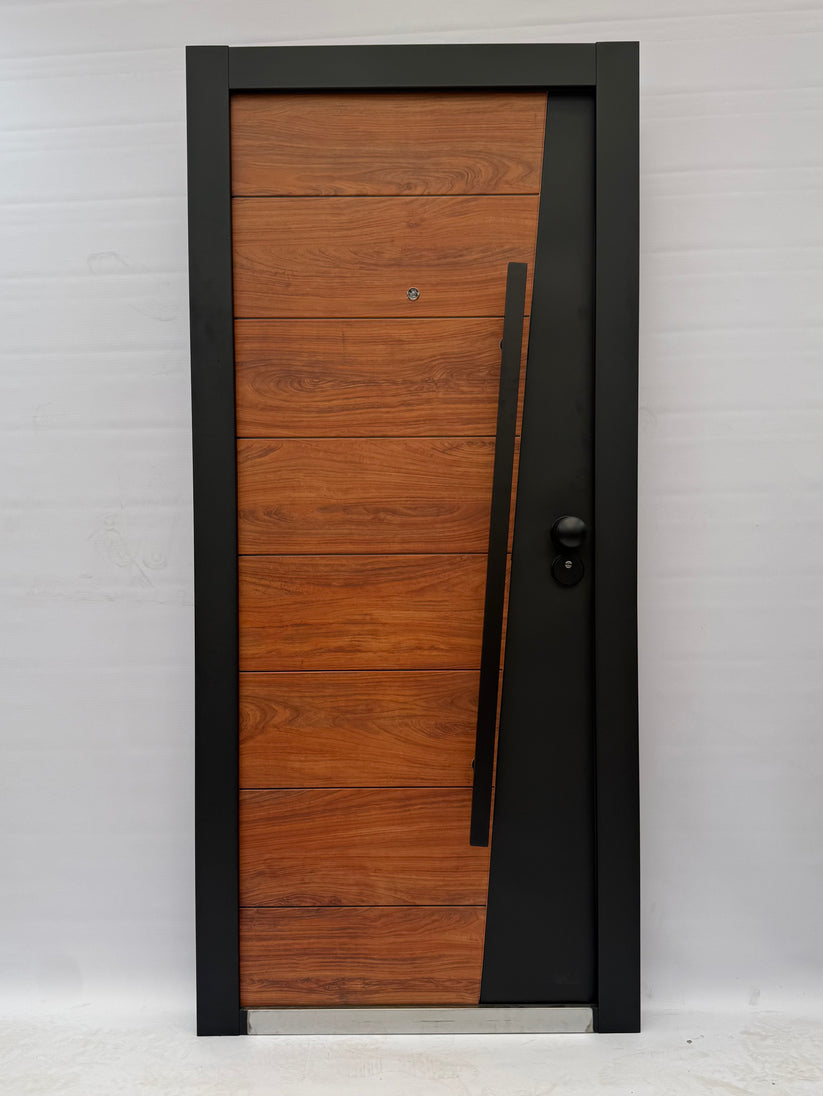 Wood/Black Steel Security Door | Modern Design| Multi-Locking – Doorking