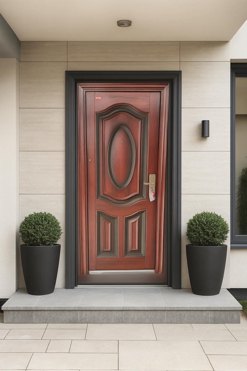 343 MOSA Steel Security Door- Multi-lock | Woodgrain Finish| Door King ...